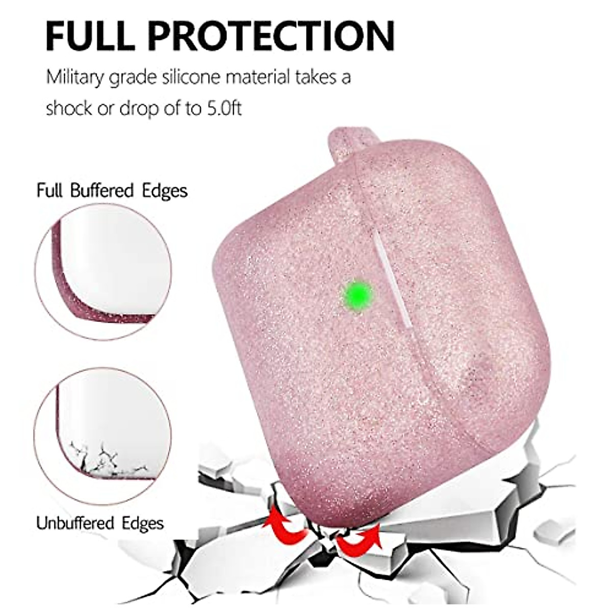 Case for Airpods 3rd Generation (2021), Filoto Apple Airpod 3 Case Cover for Women Girls, Silicone Case for Air Pod 3 Charging Case with Disco Ball Keychain Accessories (Rose Gold)