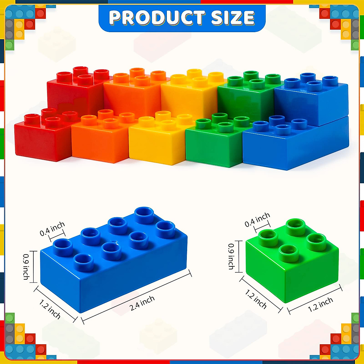 JOYIN 100 Pcs Building Blocks, Building Bricks, Toddler Classic Basic Big Duplicate Blocks, 50 Square and 50 Rectangle Toys Set for Ages 2 3 4 5 Year Old Boys Girls Christmas Birthday Gift