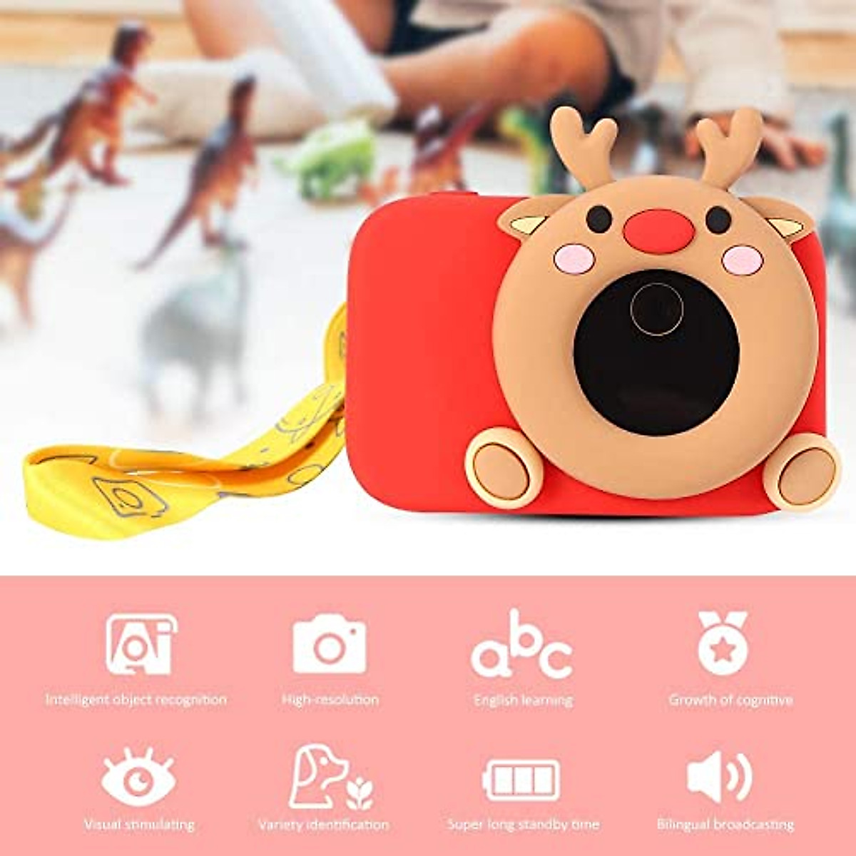 Digital Cameras for Photography Kids Digital Camera, Cartoon Digital Smart Children Camera for Kids Object Recognition/Voice Broadcast/HD Photography/Video Recording
