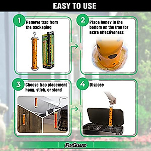 FLY GUARD 1155-10-EC Ready to Use Indoor/Outdoor Fly Catcher Glue Stick 10-3/8"L, Hang/Stnd, 10/PK, Yellow