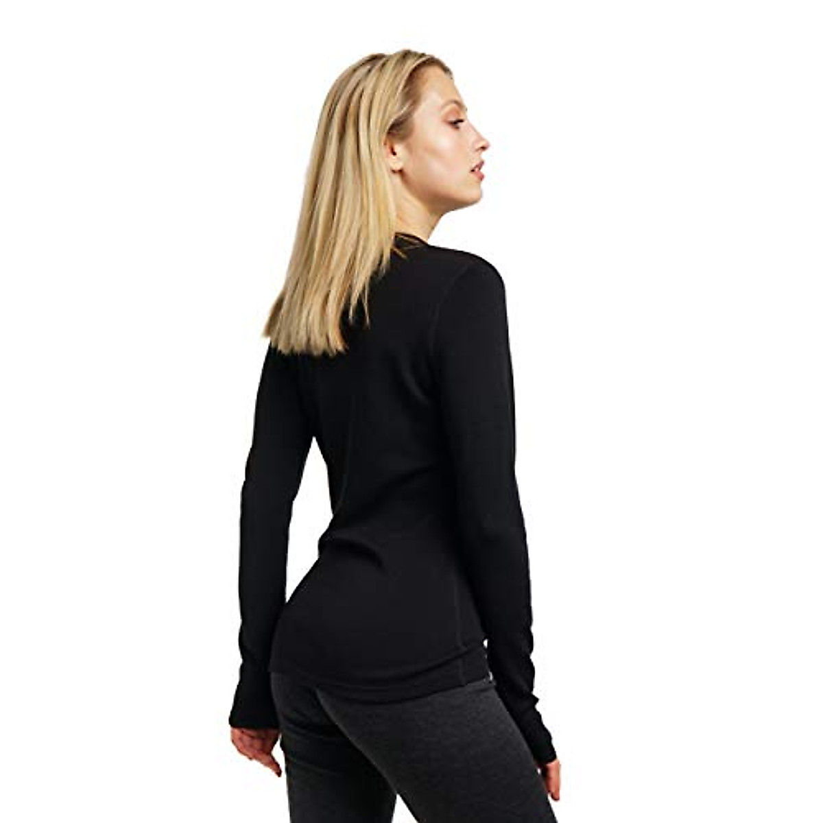 Merino.tech Merino Wool Base Layer Women 100% Merino Wool Midweight Long Sleeve Thermal Shirts + Wool Socks (Medium, Black 250)