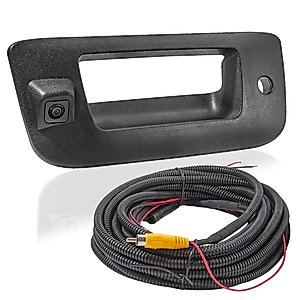EWAY Tailgate Handle Backup Rear View Camera for 2007-2013 Chevrolet Chevy Silverado GMC Sierra 1500 2500 3500 HD Reverse Back Up Camera Rear Tailgate Latch Handle with Key Hole, Replaces# 22755305