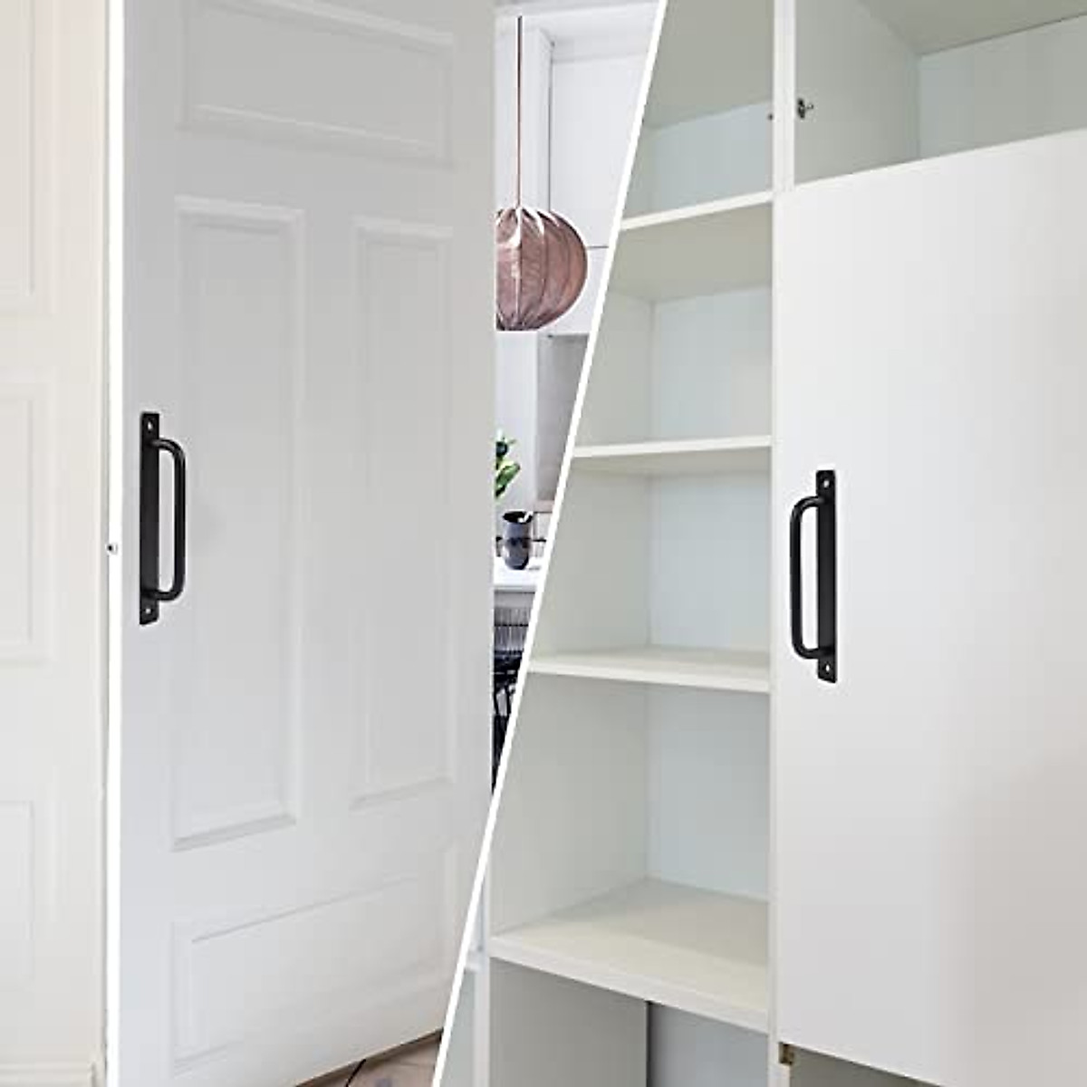 Mozeat Lens 2 Pack Sliding Barn Door Handles Matte Black Barn Door Pull Handle 160mm Double Sided Door Handle Set for Sliding Gate Wardrobe Cupboard Cabinet Closet