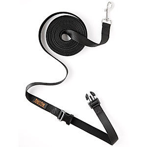 Mighty Paw Long Dog Leash | Pet Lead for Off-Leash Recall Training. Premium Quality Nylon Tie Out , Includes a Buckled Padded Handle. Great for Yard, Camping and Training. (15 Feet, Black)