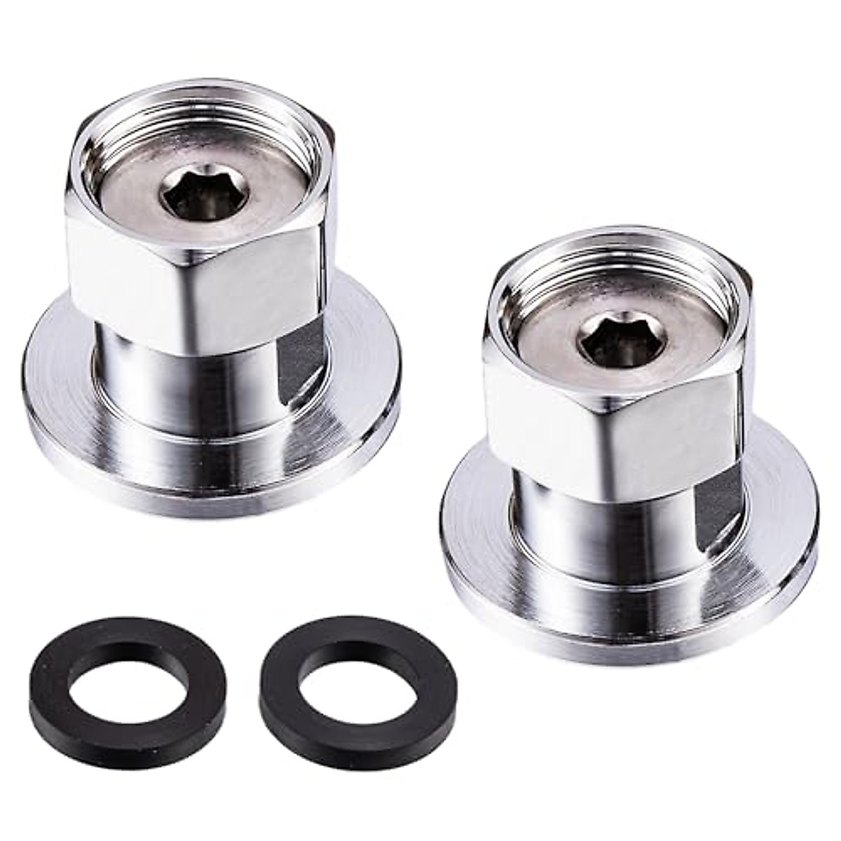 Phivan Commercial Faucet Parts Brass Coupling Flanges 1/2 Inch NPT Female Eccentric Flanged Inlet fits 8 Inch Center Wall Mount Faucets Coupler Replace (2 Pcs)