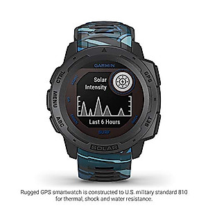 Garmin Instinct Solar Surf, Rugged Outdoor Smartwatch with Solar Charging Capabilities, Tide Data and Dedicated Surfing Activity, Pipeline