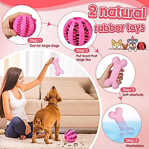 Vinsot 12 Pack Large Dog Chew Toys for Aggressive Chewers Pink Large Dog Teething Toys with Dental Rope Toys, Squeaky Toys, Treat Balls and Chew Bone for Medium, Large X-Large Breeds Dogs