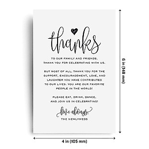 Bliss Collections Thank You Postcards, Heart Script, Cards for Weddings, Receptions, Baby or Bridal Showers, Birthdays, Graduations, Parties, Celebrations or Special Events, 4"x6" (50 Cards)
