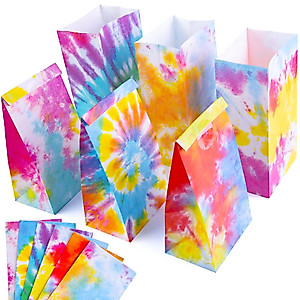 STARRKY 40PCS Party Favor Paper Bags, Tie Dye Gift Bags Camouflage Treat Bags Goody Bags Tie Dye Party Accessories for Party Favors Kids Birthday Party