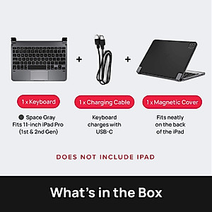 Brydge 11.0 Pro+ Wireless Keyboard with Trackpad | Compatible with iPad Pro 11-inch (1st, 2nd & 3rd Gen) | Native Multi-Touch Trackpad | Backlit Keys | (Space Gray)