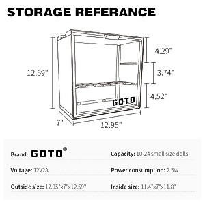 GOTO LED Lighting Display Box, Display Storage Case, Show Case for Bearbrick 400%, Action Figures, Lego, Collectibles, Pop Mart (19L LED Included Adapter and 2 Partition)