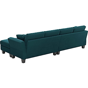 Belffin Convertible Sectional Couch Velvet L Shaped Sofa 4 Seat Sofa with Chaise L-Shaped Couches Reversible Sectional Sofa Peacock Blue