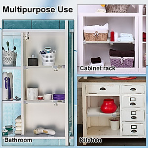 Gerrii 4 Pcs Adjustable Locker Shelf Organizer Scalable Layered Separator Storage Rack Shelf for Expandable Closet Tension Shelf and Rod for Cabinet Wardrobe Cupboard Kitchen Bathroom