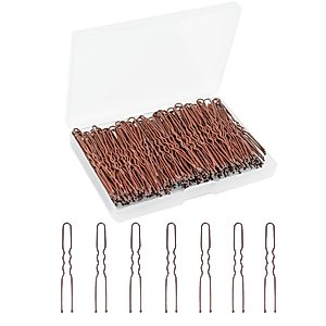 U Shaped Hair Pins，200Pcs 6cm Bun Hair Pins with Storage Box by PEOUWNES, Brown
