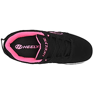 HEELYS Girl's Voyager Tennis Shoe, Black/Pink, 2 M US Big Kid