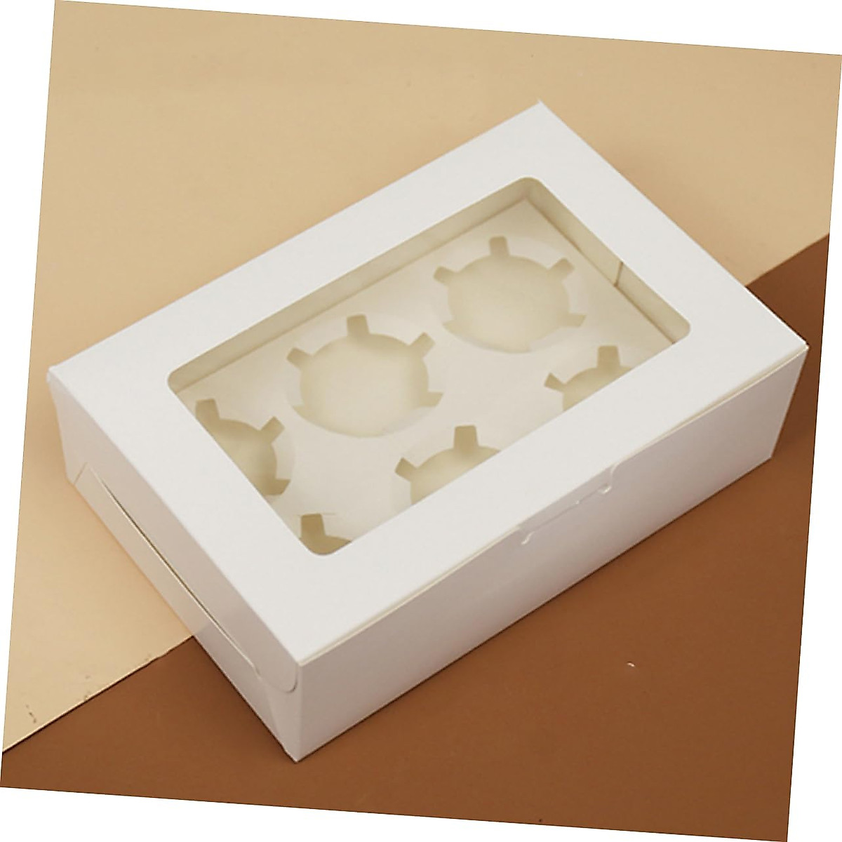 Abaodam 10 Pack Muffin Bakery Cake Boxes Paper Containers for Desserts 6-Grid Storage Boxes White Window Design Food Grade Party Banquet Friendly