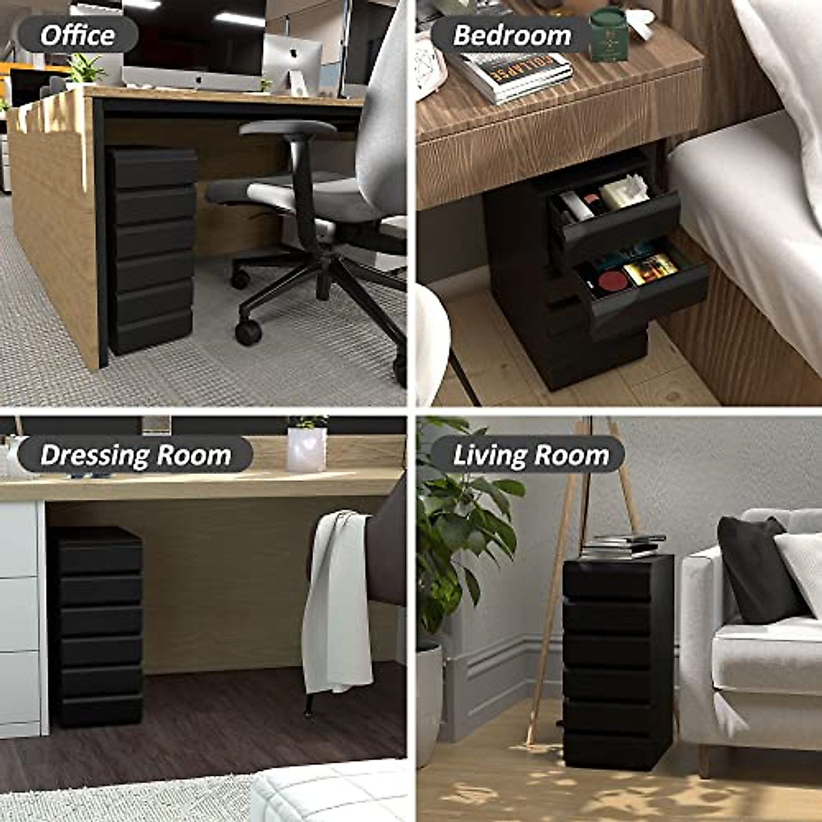 Aobabo 6 Drawer Chest Storage Cabinet Used Under Desk, Modern Floor Storage for Office Living Room Bedroom,6-Layer Vertical Drawer Cabinet for Home&Office…