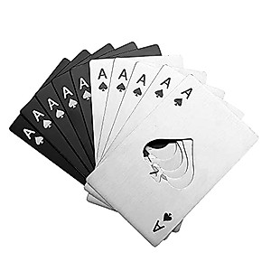 10 Pcs Ace of Spades Bottle Openers, Poker Card Bottle Openers, Stainless Steel Portable Metal Credit Card Beer Bottle Can Cap Openers for Wallet Pocket, Wedding Birthday Party, Silver/Black