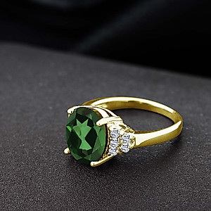 Gem Stone King 18K Yellow Gold Plated Silver Green Mystic Quartz and White Topaz Ring For Women (4.40 Cttw, Available In Size 5, 6, 7, 8, 9)