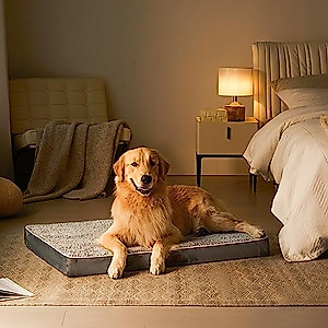 WESTERN HOME Memory Foam Orthopedic Dog Bed, Washable Dog Crate Bed for Large Dogs, Pet Bed Mat with Removable Cover and Waterproof Lining, 36 Inches, Grey