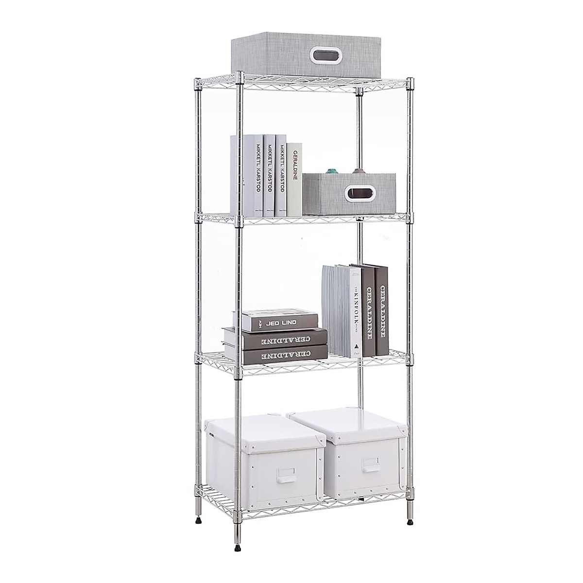 MZG Steel Heavy Duty 4-Tier Utility Shelving Unit Steel Organizer Wire Rack for Home,Kitchen,Office (24-in W x 14-in D x 53-in H)