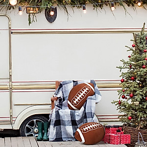 Bencailor 2 Pcs Christmas Football Pillows Soft Fluffy Stuffed Football Plush Pillow Football Shaped Sports Pillows for Room Bedroom Decorations Birthday Party Decor(9.84 x 13.78 Inch)