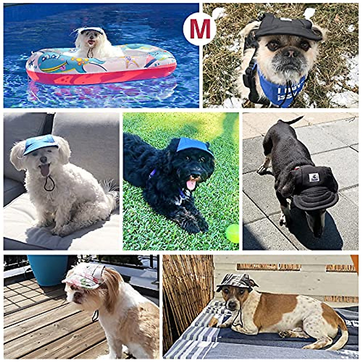 Pawaboo Dog Baseball Cap, Adjustable Dog Outdoor Sport Sun Protection Baseball Hat Cap Visor Sunbonnet Outfit with Ear Holes for Puppy Small Dogs, Large, Red