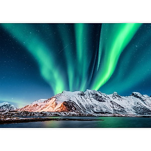 wall26 Removable Wall Sticker/Wall Mural Arctic Snow Northern Lights Space & Astronomy Fantasy & Sci-Fi Digital Art Modern Art Global Landscape Decorative for Living Room, Bedroom, Office - 66"x96"