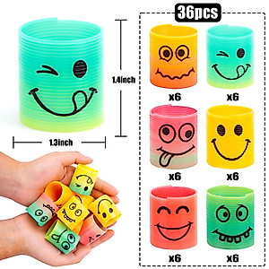 JOHOUSE 36PCS Mini Springs Toys, Rainbow Magic Fidget Stress Coil Mini Spring Bulk Toys for Party Favor Carnival Prize Birthday Goodie Bag Stuffers for Kids Boys Girls