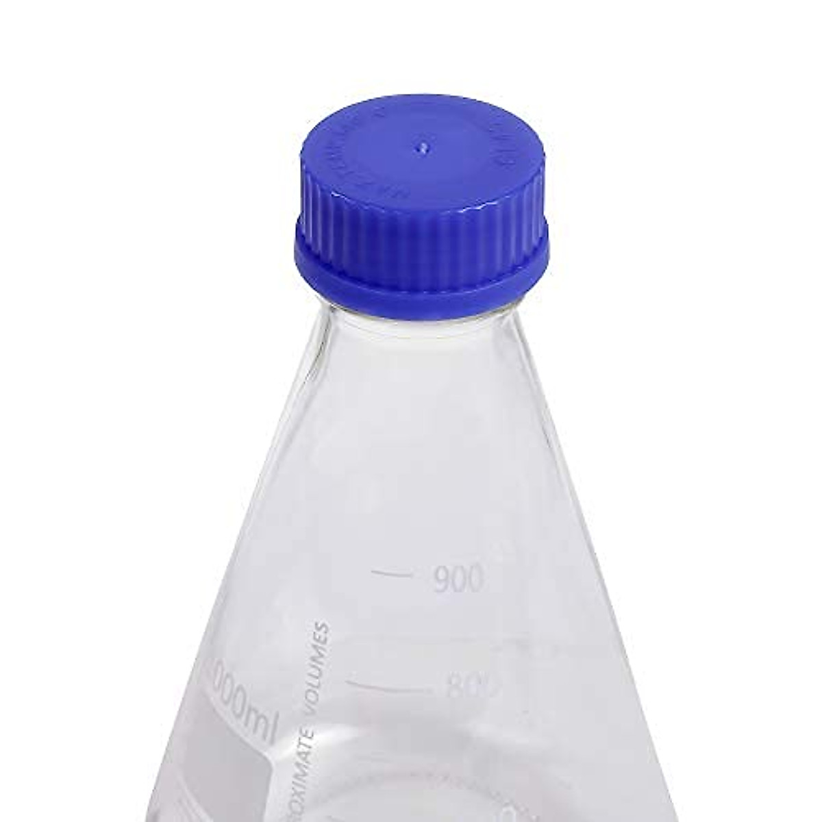 3 Pack Moonetto 1000ml Narrow Mouth Graduated Lab Erlenmeyer Glass Flask with Blue Screw Cap