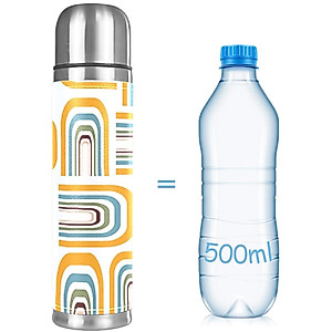 Stainless Steel Leather Vacuum Insulated Mug Rainbow Thermos Water Bottle for Hot and Cold Drinks Kids Adults 16 Oz