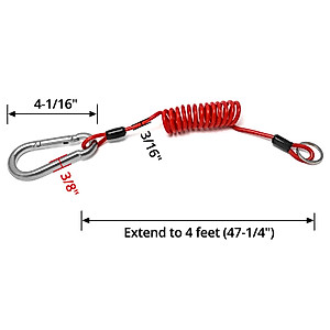 QWORK Breakaway Trailer Cable, 1 Pack 4 Ft Trailer Brake Safety Cable Spring Towing Coiled Wire with Clip, Stainless Steel Spring Towing Coiled Wire for RV Trailer Emergency
