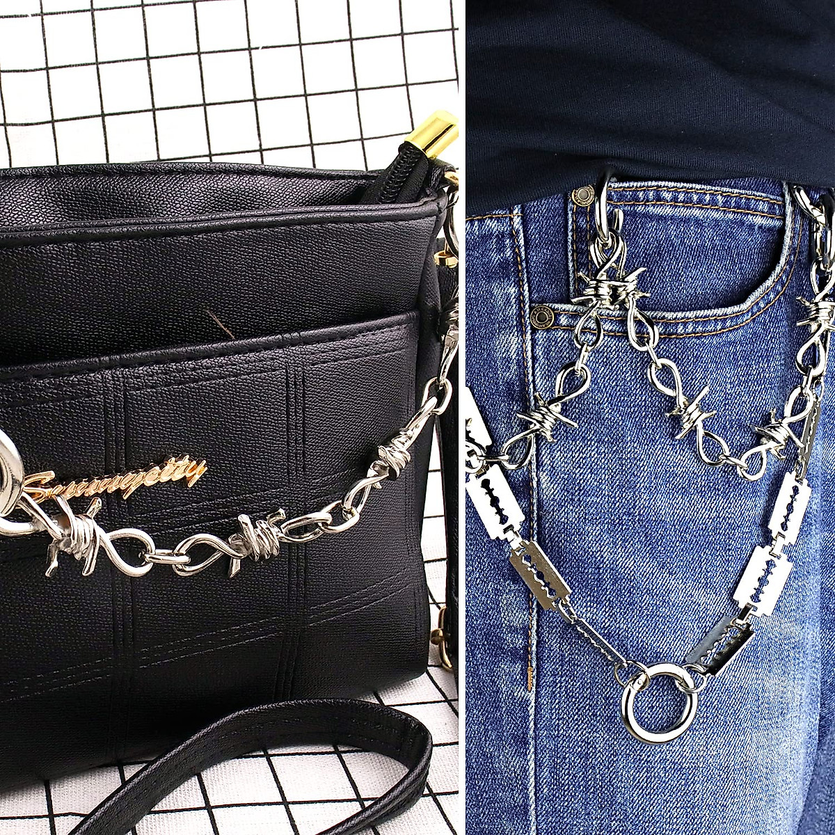 VIQWYIC Metal Twisted Chains Shoe Charms, Fashion Cool Punk Alloy, Decoration for Sandals Clog Accessories