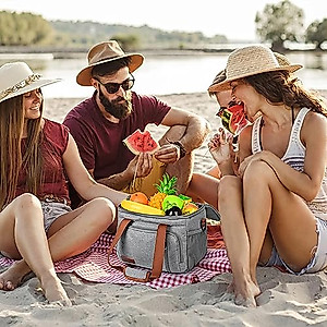 MIYCOO Insulated Lunch Bag for Women Men Reusable Lunch Box for Office Work - Leakproof Soft Adults Lunch Cooler Bag with Adjustable Shoulder Belt Grey