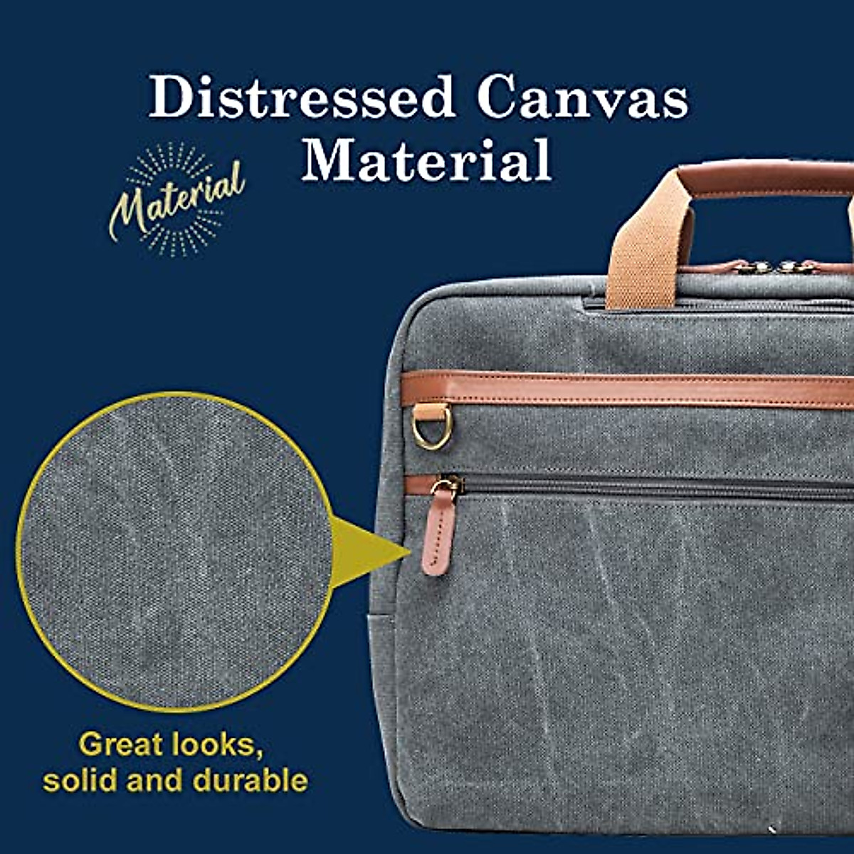 SANWA 17.3 inch Vintage Canvas Backpack, Convertible Laptop Computer Bag, Messenger Bag, Convertible Shoulder Bag Handbag, Compatible with MacBook Notebook, for Men, Women, Travel, College, Gray