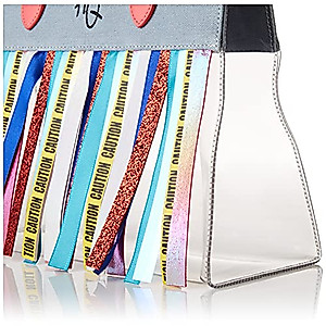 Loungefly x Birds of Prey Harley Quinn Caution Tape Fringe Crossbody Bag (One Size, Clear/Multi)