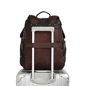 ZHYOL Mens Full Grain Genuine Leather 17.3" Laptop Backpack with USB Charging Port Multi Pockets Business Weekender Hiking Shoulder Daypacks Travel Laptop Bag for Men