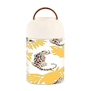 CUPADA Tropical Jungle Leopards Food Jar for Hot and Cold, Insulated Food Jars Vacuum 17OZ with Folding Spoon for Work Trip Picnic Camping