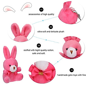 24 Pieces Easter Bunny Rabbit Plush Stuffed Animals 4 Inch Stuffed Bunny Toys Soft Tiny Rabbit Doll Plush Hanging Pendant Ornament Sitting Rabbit Plush Toy for DIY Keychain Easter Party Decorations