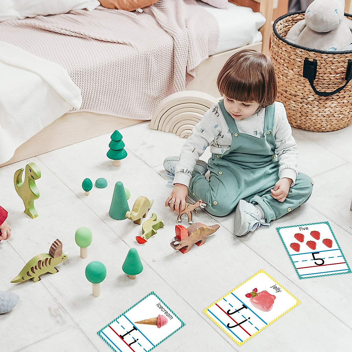 Alphabet and Number Bulletin Board Set Traditional Manuscript Alphabet Cards with Photographs for Classroom Decoration