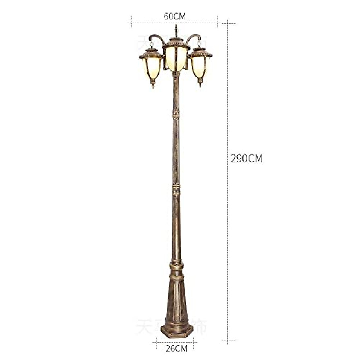 SHABOZ European Patio Light Glass Lantern Column Lamp 3-Lights Household Super Bright High Pole IP55 Thick Lights Outdoor Patio Outdoor Decor Rural Landscape Lantern E26/E27