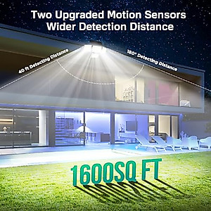 Solar Outdoor Lights - 3000LM 188 LED Motion Sensor Outdoor Lights, 4 Heads IP65 Waterproof Powered Security Flood Lights, 270°Wide Lighting Angle Wall Light with Dual Sensors for Backyard Yard Patio