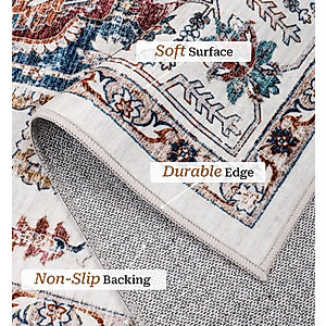 zesthome 8x10 Area rugs,Stain Resistant Washable Rug,Ultra-Thin Rugs for Living Room,Bedroom,Non-Slip Backing Home Decor Large Area Rug (Burgundy,8'x10')