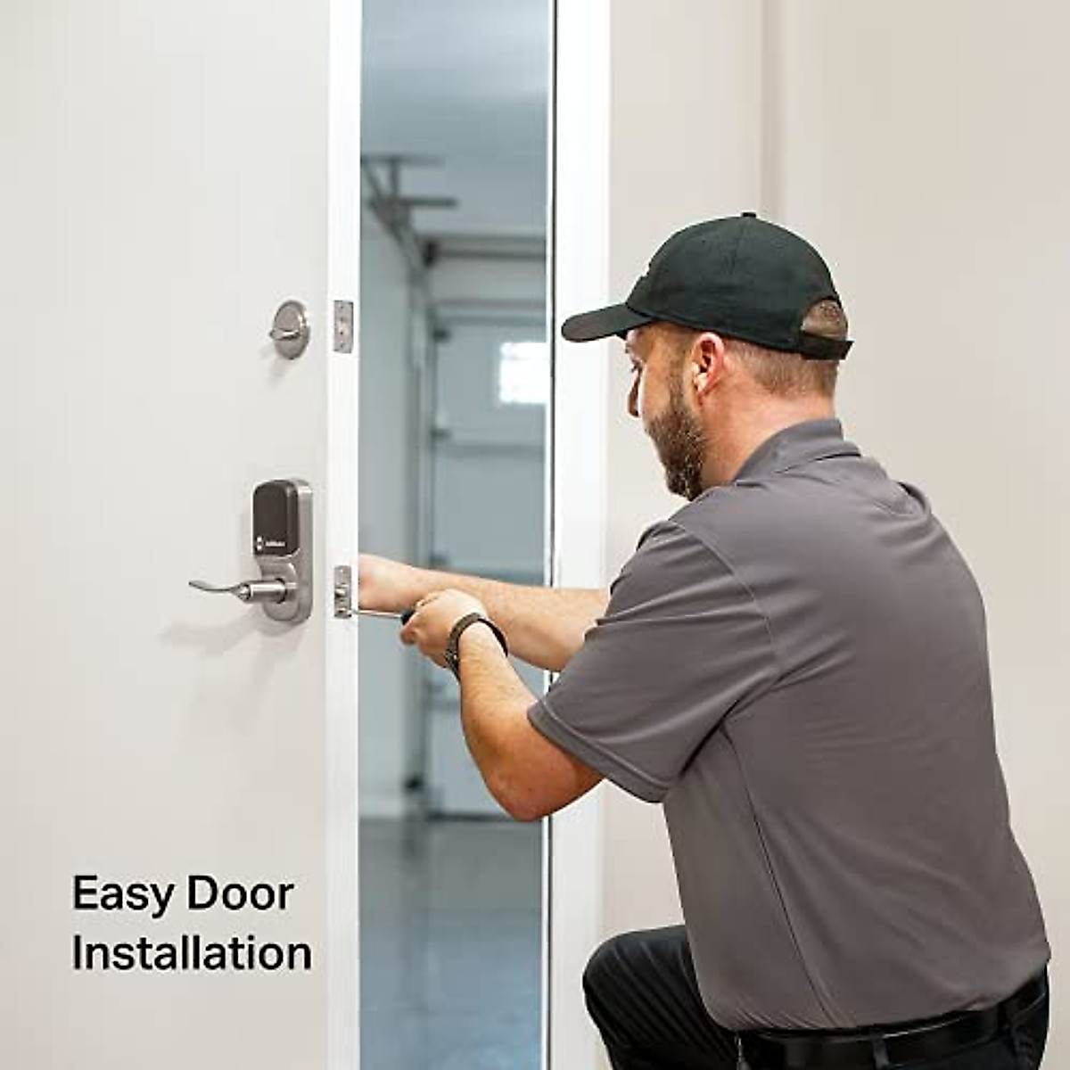 Yale | LiftMaster Smart Lock with Touchscreen Deadbolt- Works with myQ App & Key by Amazon in-Garage Delivery when paired with Smart Garage Hub (sold separately), Satin Nickel