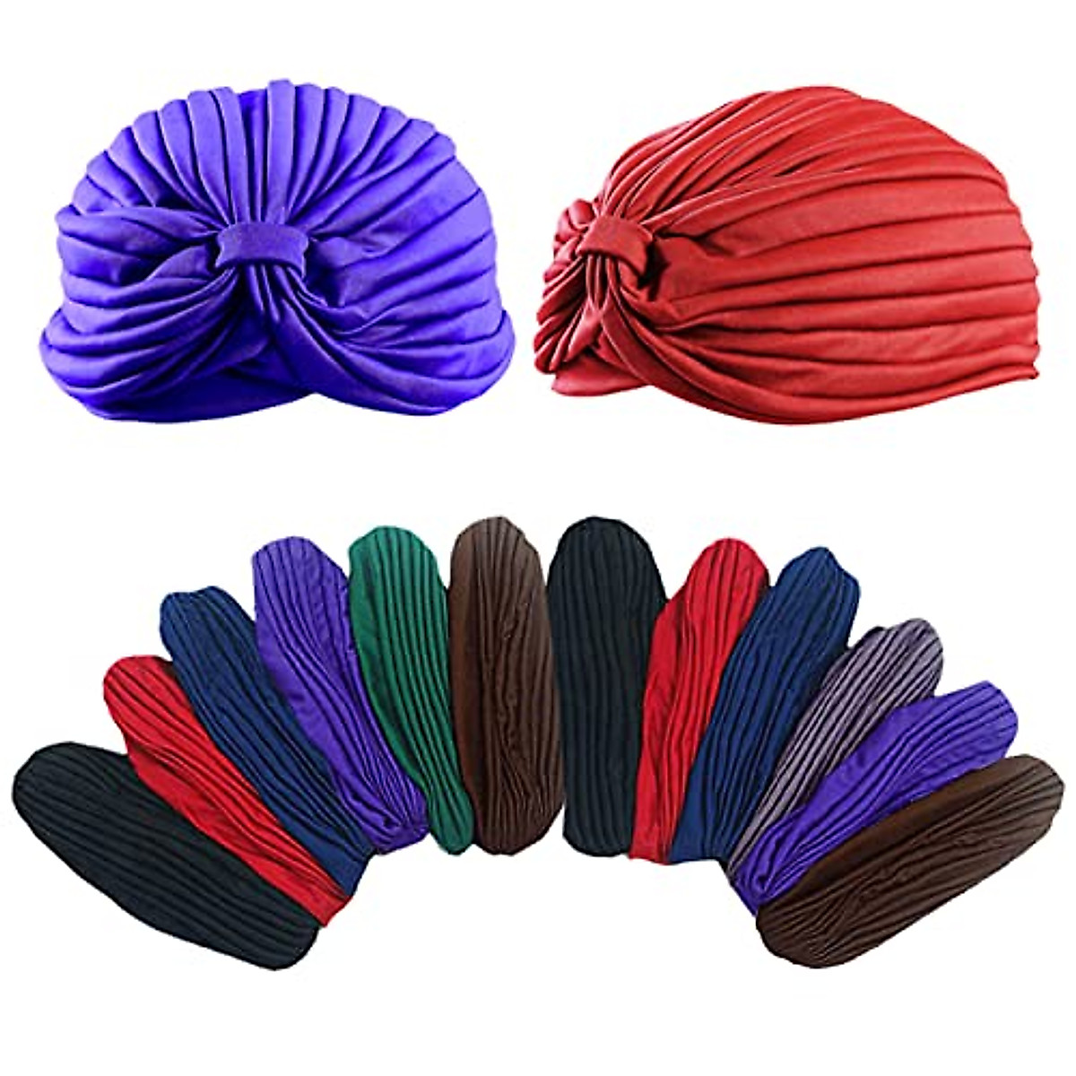 Dozen Pack- 12 Perfect Fit Dark Colored Beautiful Turbans