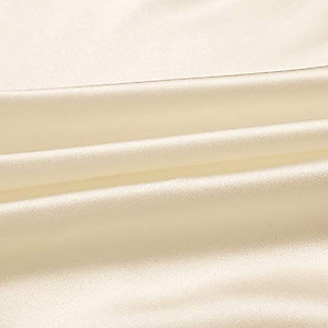Champagne 100% Pure Silk Solid Color Charmeuse Fabrics by The Pre-Cut 1 Yard for Sewing Width 44 inch