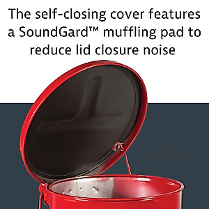 Justrite 6 Gallon Galvanized Steel Oily Waste Can, 16" x 12" Metal Oil Rag Safety Can with Quiet Foot-Operated Self-Closing Lid for Oil Rag Disposal, Made in The USA, Red, 09108