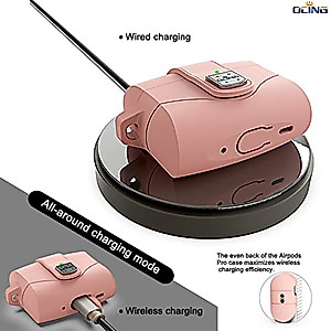 OCING 6 in One Airpods Pro 2 Case with Secure Lock, Full Body Protective Case Compatible with Airpod Pro 2nd / 1st Generation（2022/2019）, Supports Wireless Charging (Pink)