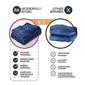 Faux Fur Throw Blanket for Bed, Sofa and Couch - Luxury Double Sided Soft Blanket - Fuzzy Blankets & Throws Warm Blanket - Cozy Blanket – 50 x 65 Inches