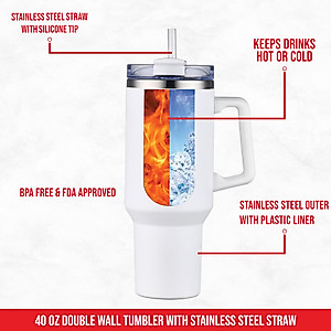 Dog Mom 40 oz Insulated Tumbler with Handle and Straw - Dog Lover Gifts for Women, Bichon Frise Gifts